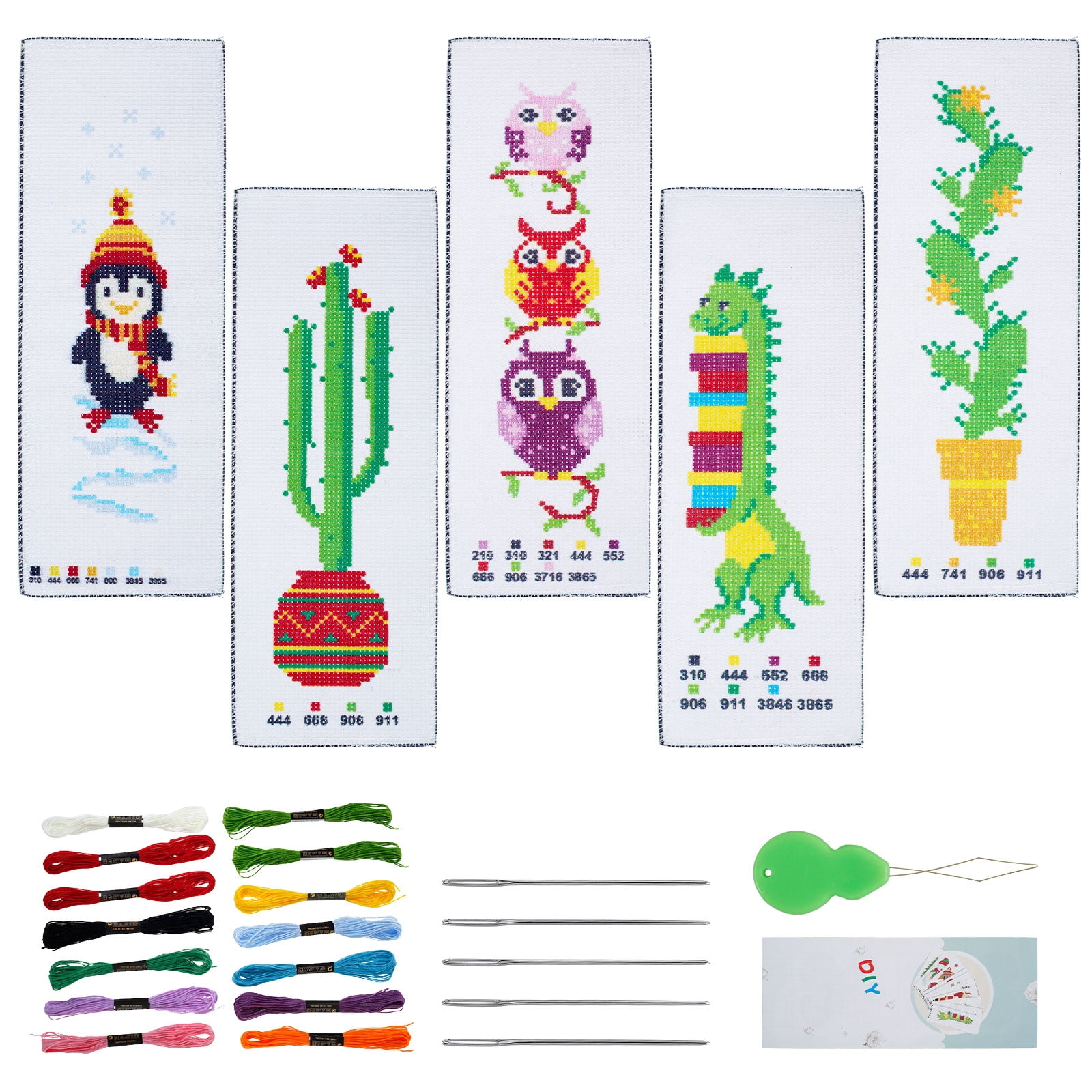 NewSoul 5Pcs Cross Stitch Bookmark Kit 5 Different Pattern Embroidery ...