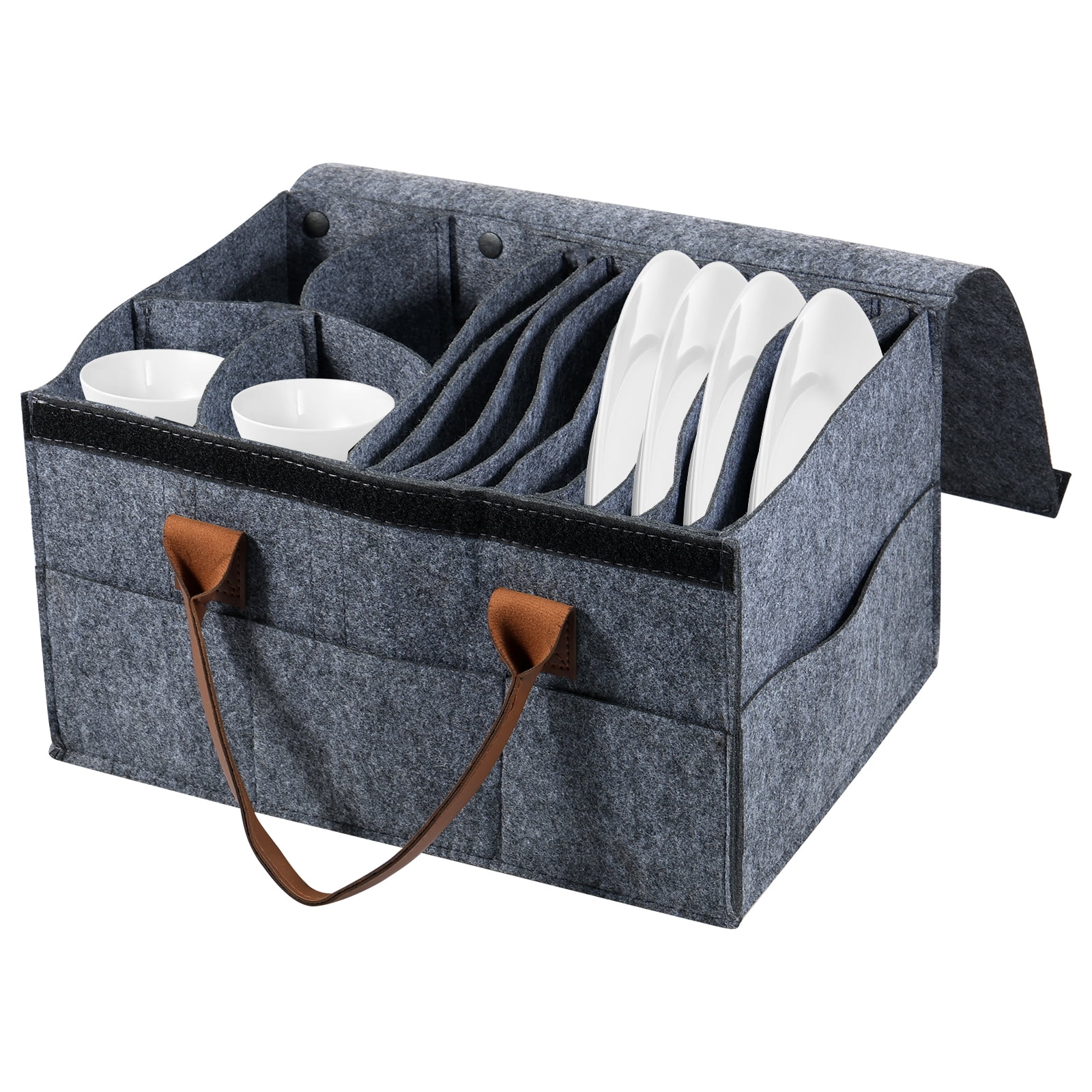 NewSoul Dish Storage Container Felt Plate Storage Container Camping ...