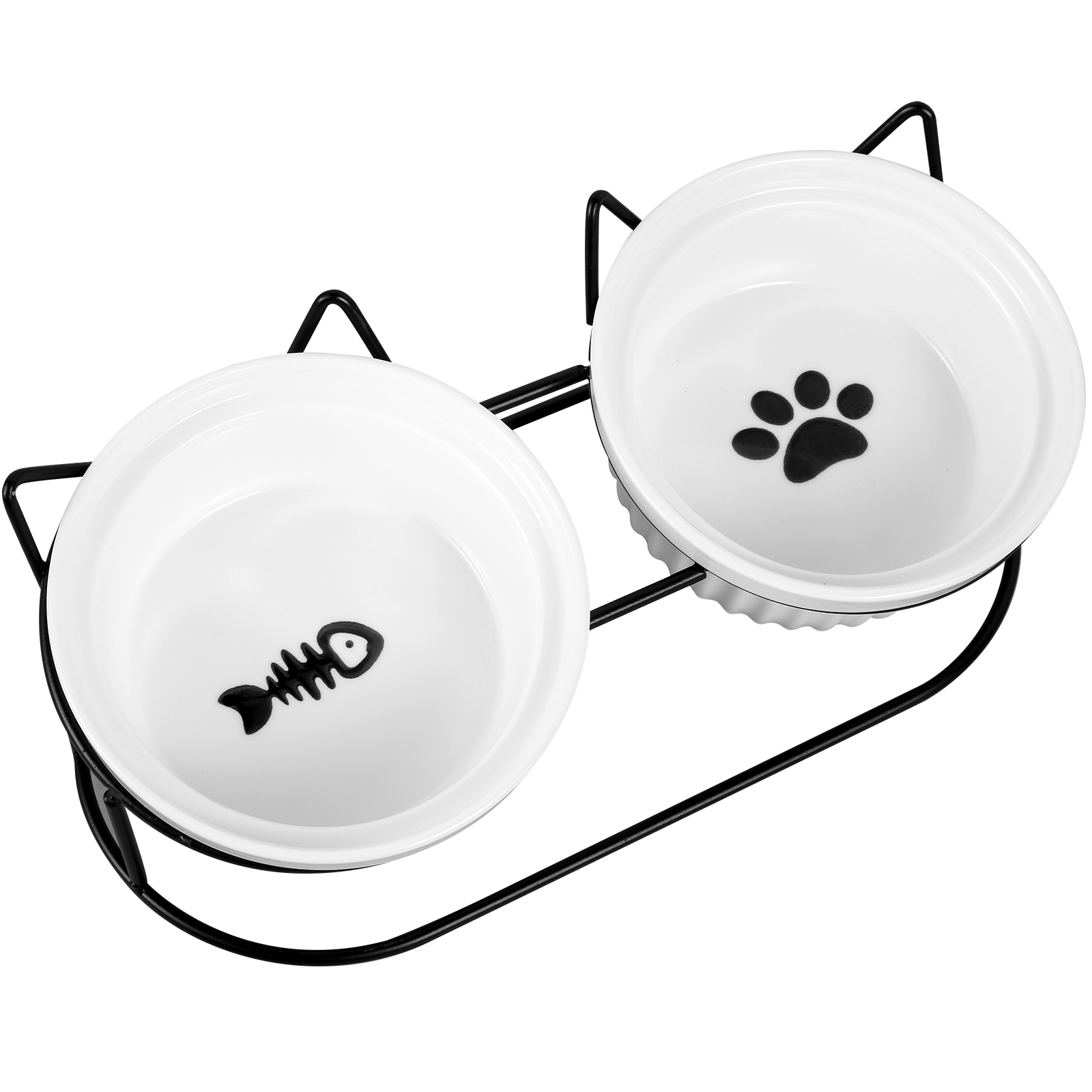 NewSoul Elevated Cat Bowls Tilted 4.7 x 2.2 Inch Double Ceramic Pet ...