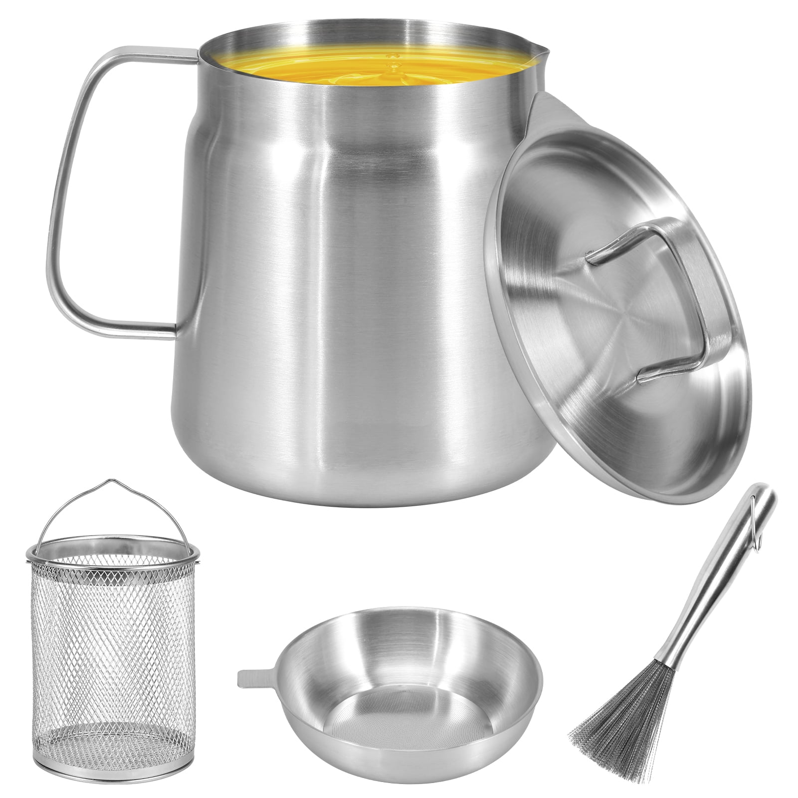 NewSoul Oil Filter Pot with Strainer and Frying Basket 304 Stainless ...