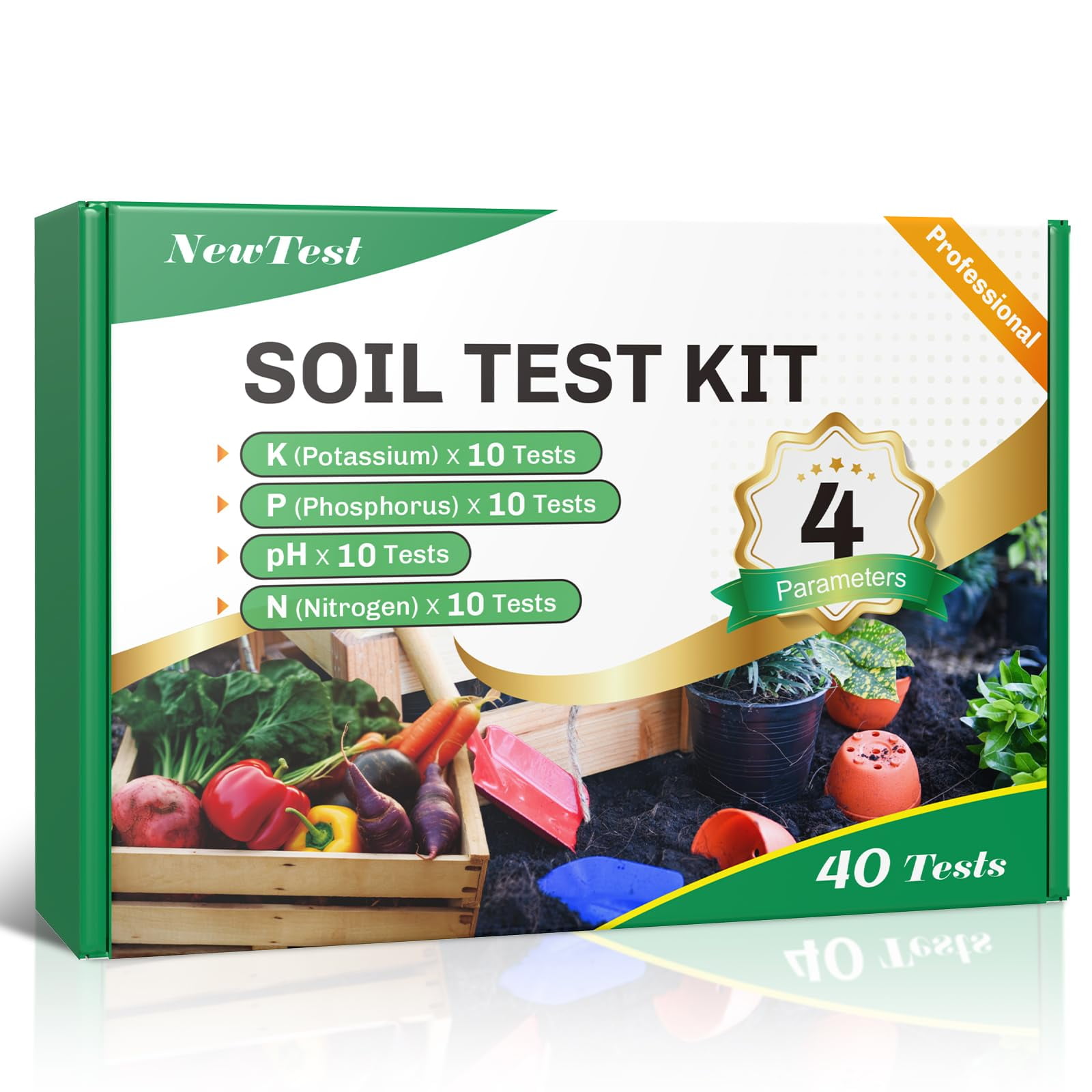 NewTest Soil Test Kit JKF25 4 Parameters: Professional 40 Tests Soil ...