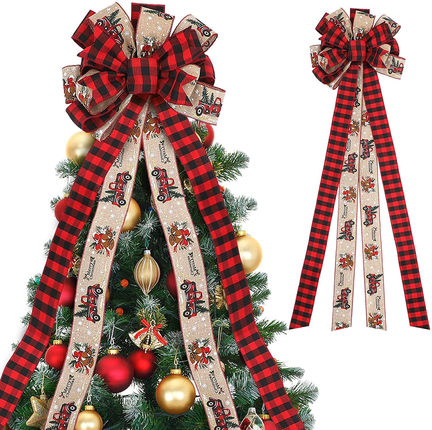 Newwest Christmas Tree Topper 57x 13 Inches Handmade Buffalo Plaid