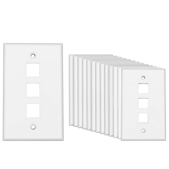 NewYork Cables - 3 Port Keystone Wall Plate (10-Pack), Single Port Low ...