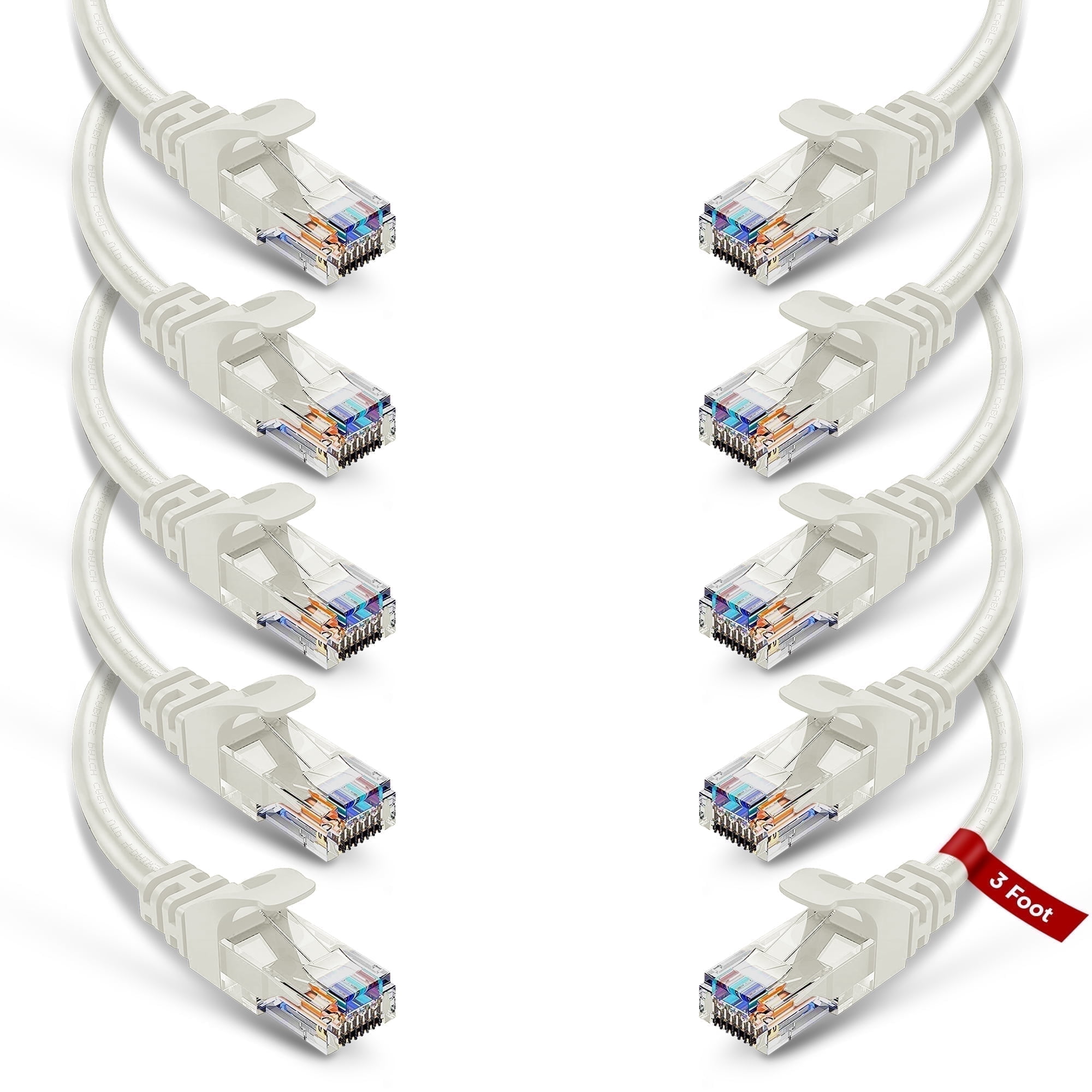 NewYork Cables 3ft CAT6 Ethernet Patch Cable RJ45 Pure Bare Copper LAN ...