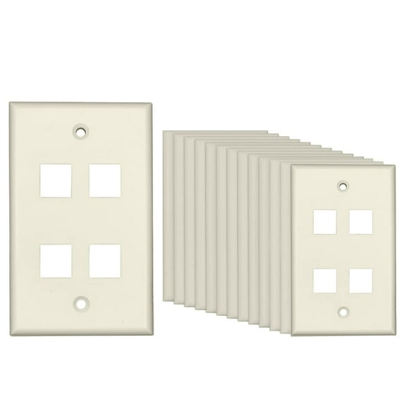 NewYork Cables - 4 Port Keystone Wall Plate (10-Pack), Single Port Low ...