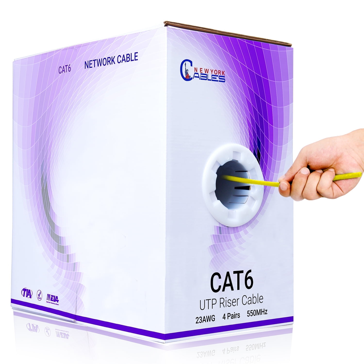 NewYork Cables 1000ft Cat6 Riser CMR UTP Solid 23 AWG, Fluke Tested ...