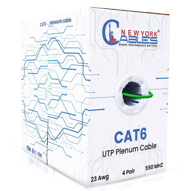 NewYork Cables Cat6 Plenum CCA 1000ft Bulk Ethernet Network LAN Cable ...