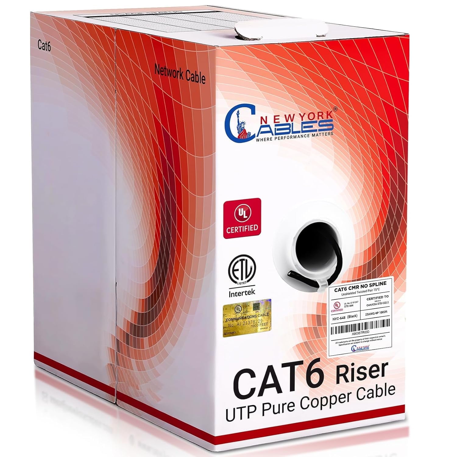 NewYork Cables Cat6 Riser Pure Copper 1000ft Bulk Ethernet Network Lan ...