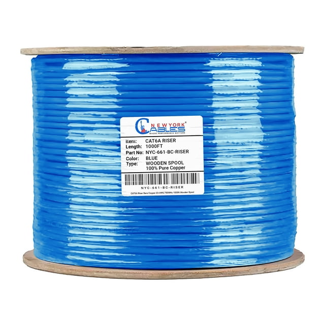 NewYork Cables Cat6a Ethernet Cable, 1000ft, 23AWG, 750MHz, PoE++ UTP ...