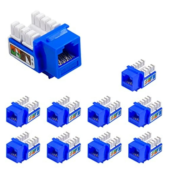 NewYork Cables® Pack of 10 Cat6a RJ45 Keystone Jack, 90 Degree Insert ...
