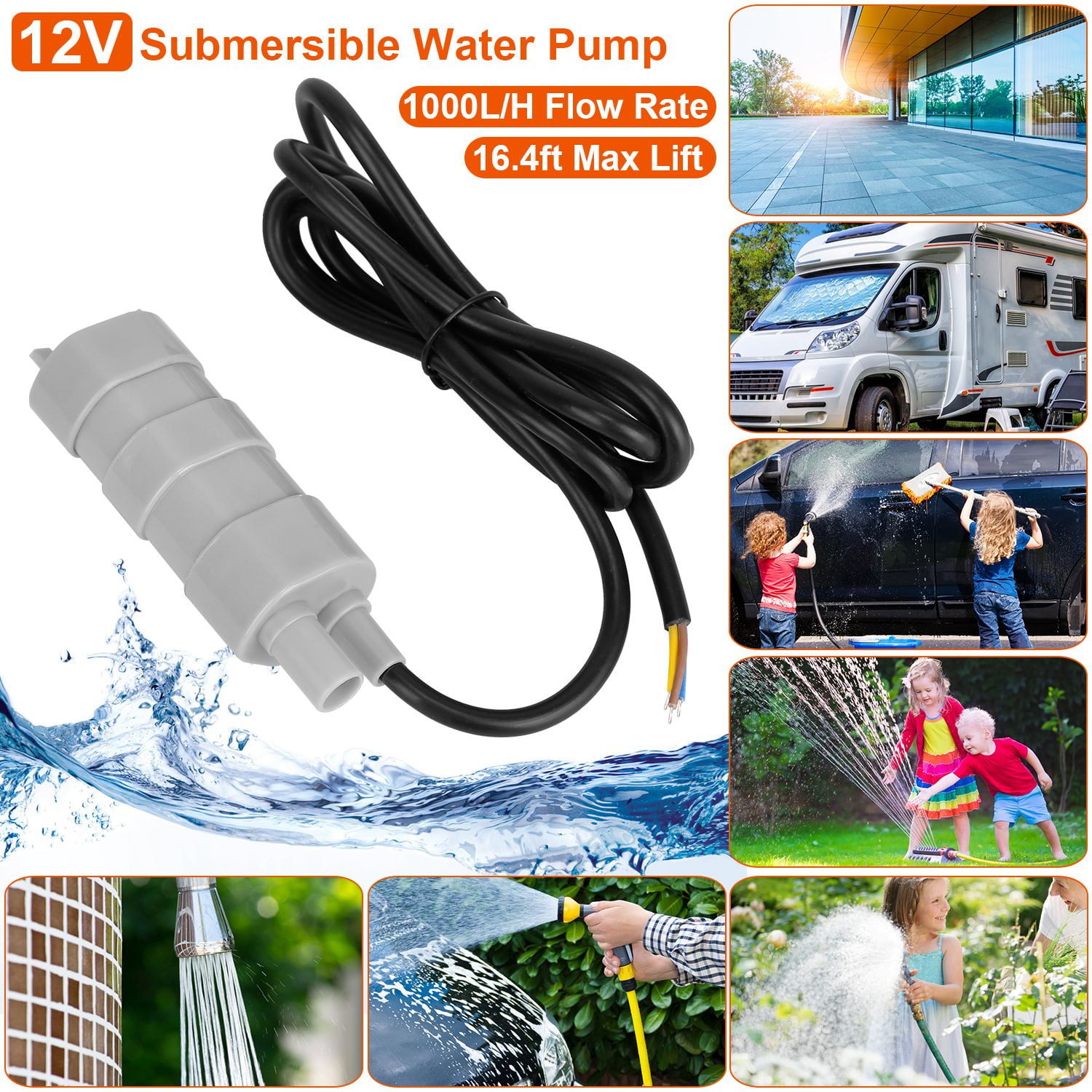 Newage 12V Water Pump Submersible Water Pump High Flow Whale Pump 16 ...