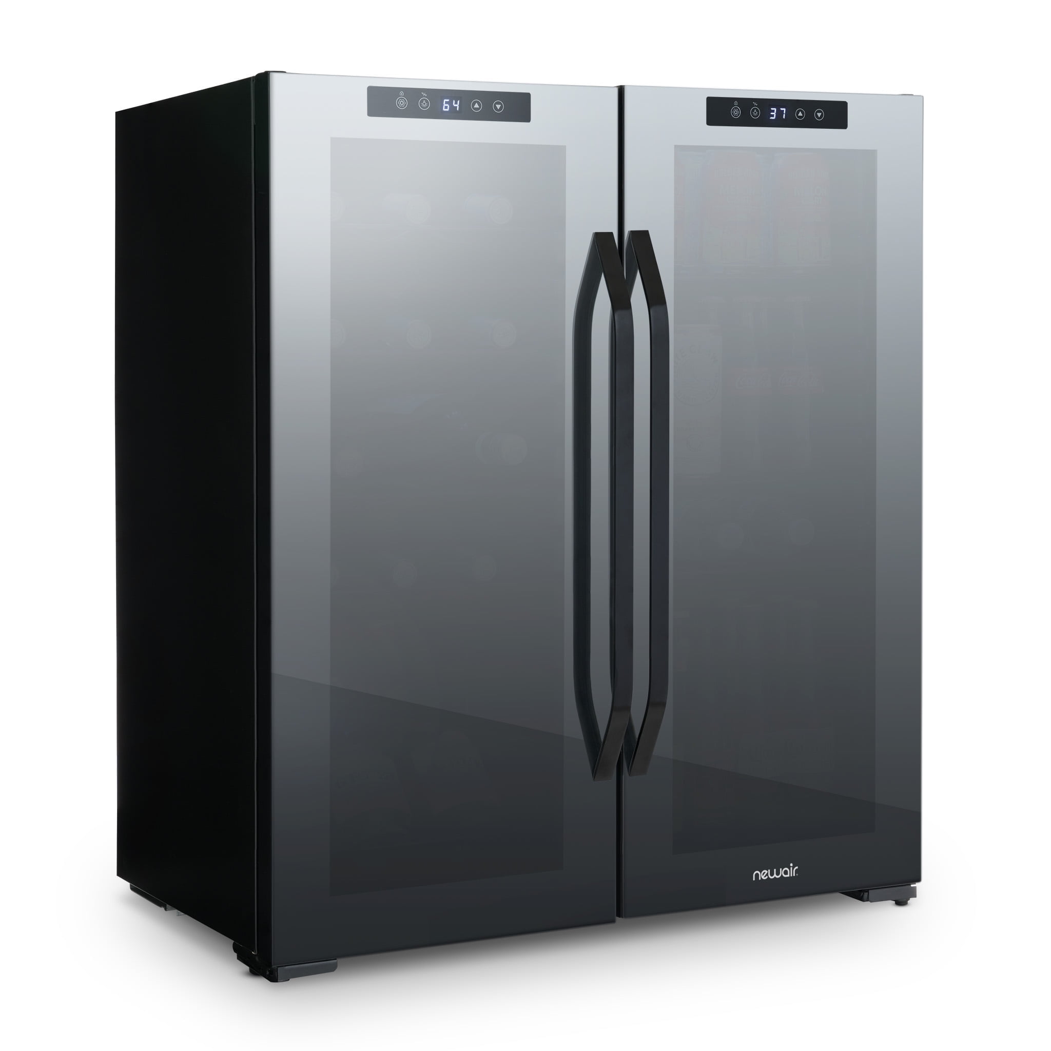 Newair Shadow Series Wine Cooler Refrigerator 18 Bottles & 59 Cans Dual ...