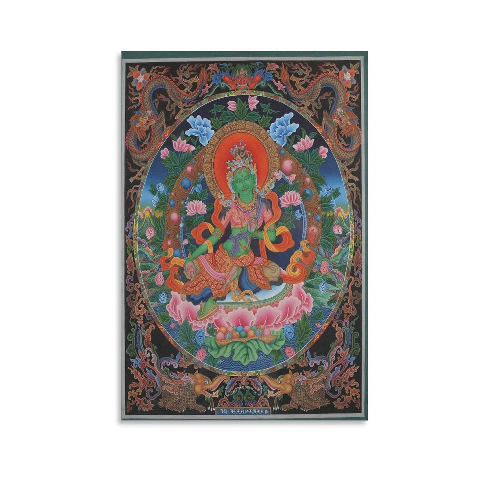 Newari Goddess Green Tara - Buddhist Deity Poster Gifts Canvas Painting ...