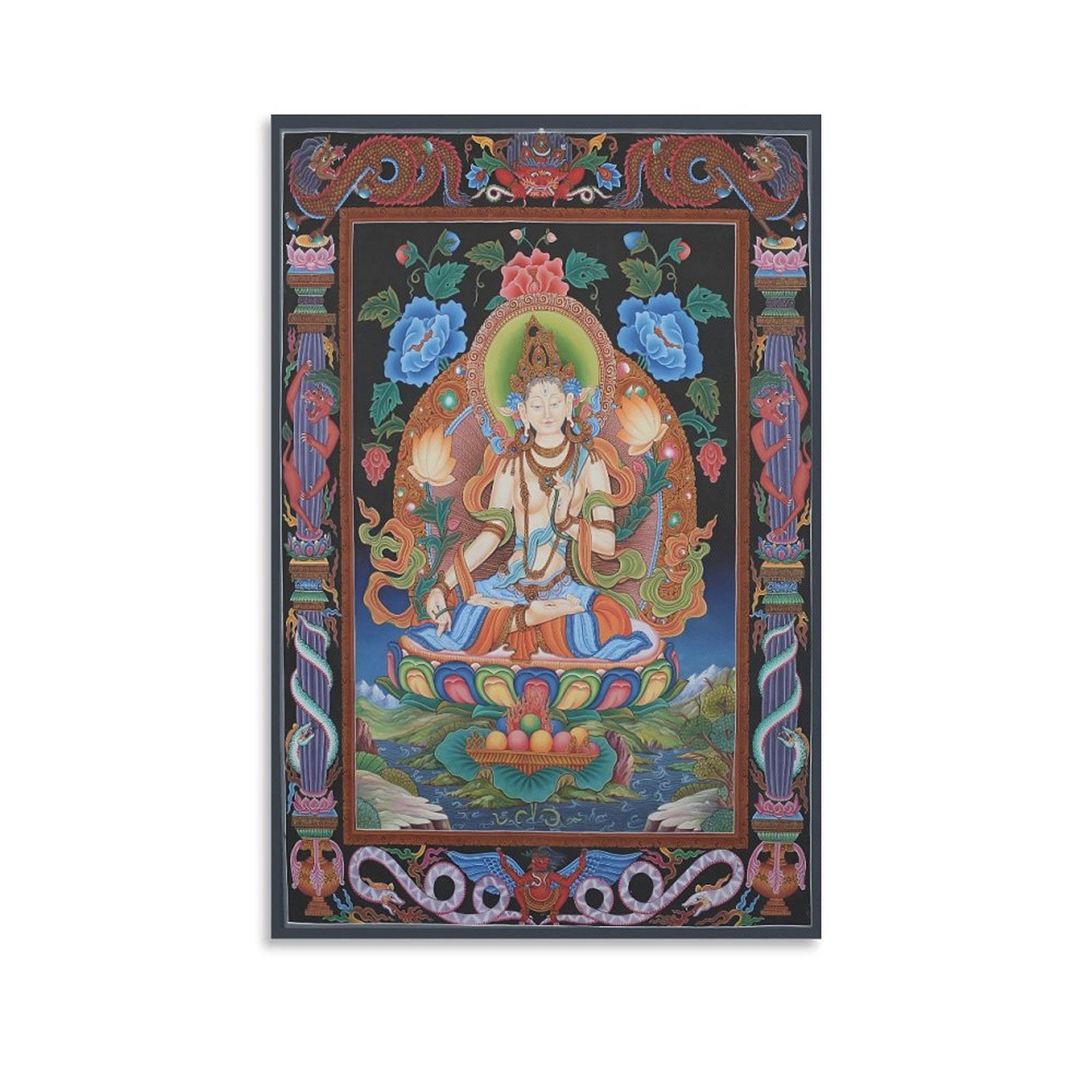 Newari Goddess White Tara with Border Poster Home Decor Poster Wall Art ...