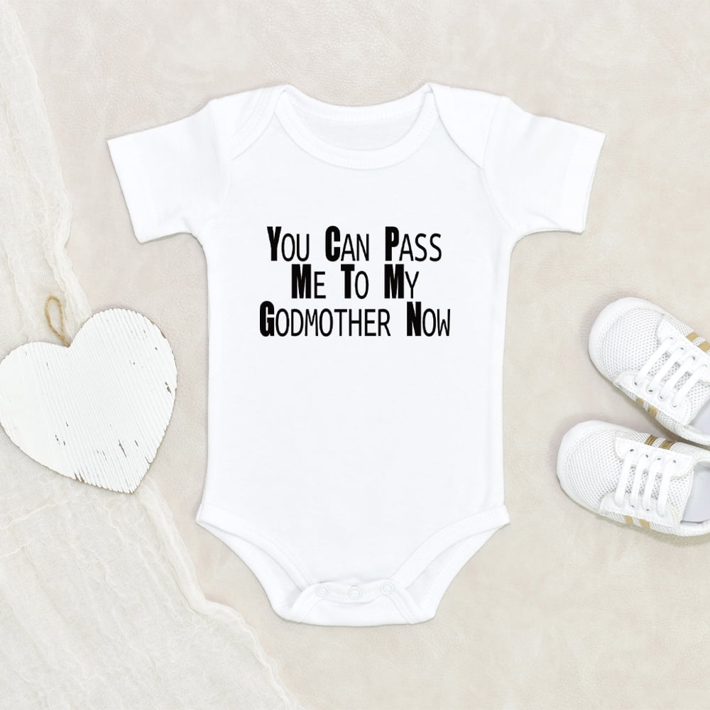 Newbabywishes - Can Pass To My Godmother Pun Baby Clothes for Boys and Girls - Funny Baby ...