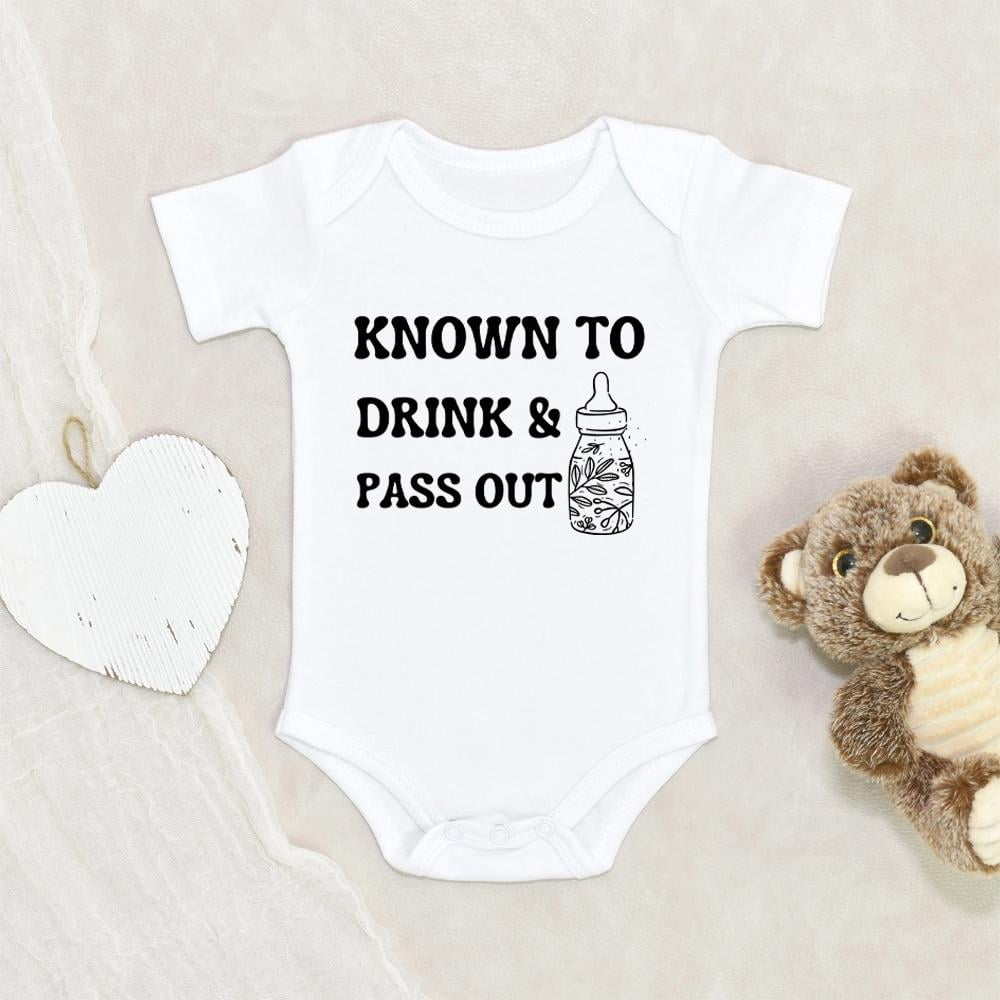 Newbabywishes - Dinking And Passing Out Funny Themed Baby Clothes for ...
