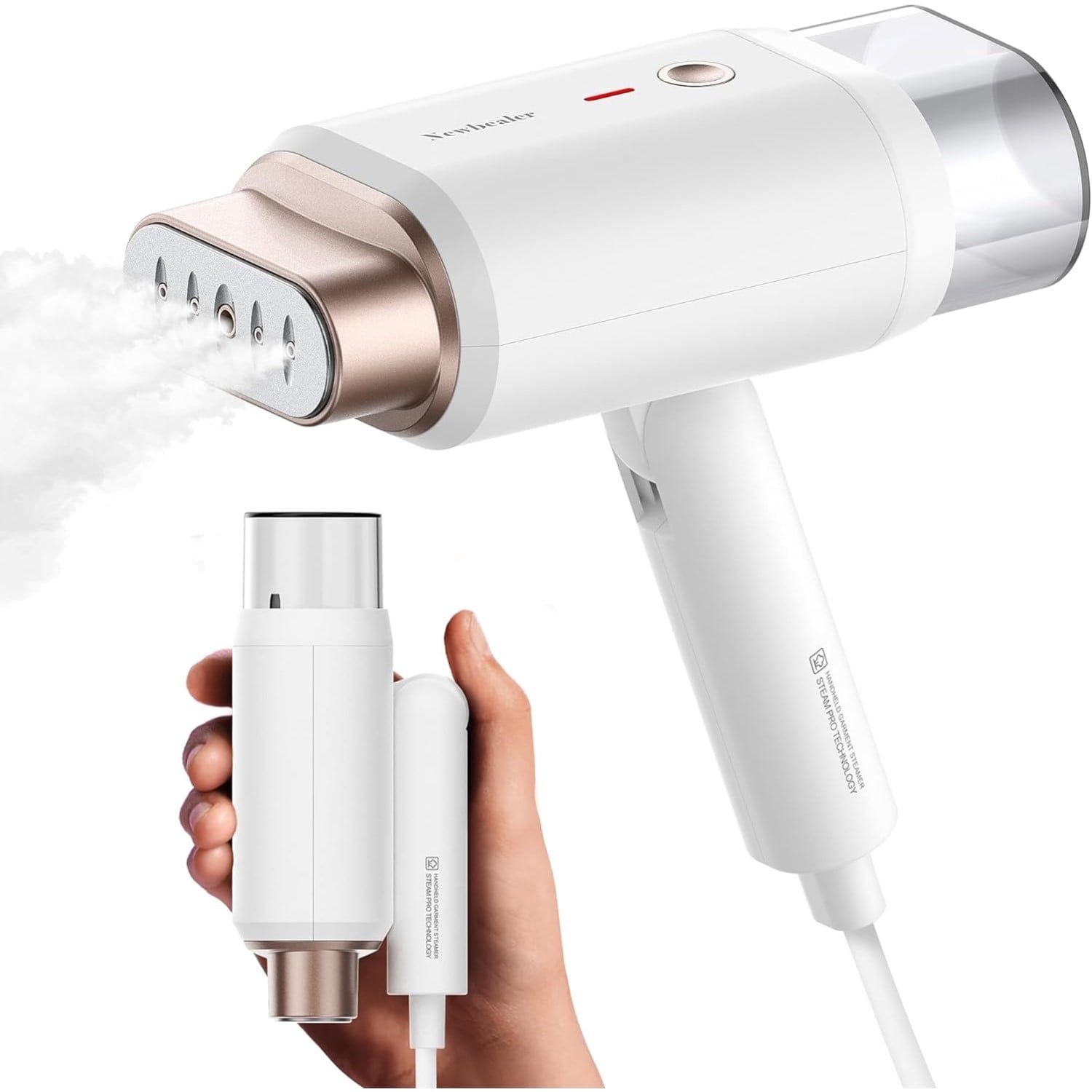 Newbealer 1200W Foldable Garment Steamer, Travel Size, 180ml Detachable ...
