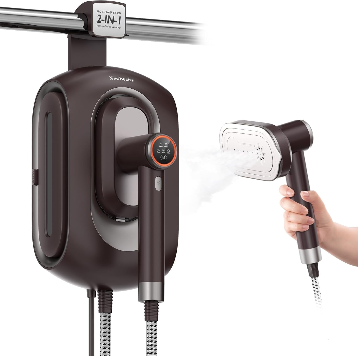 Newbealer Steamer for Clothes,1550W Turbo Garment Steamer & Iron 2-in-1 ...