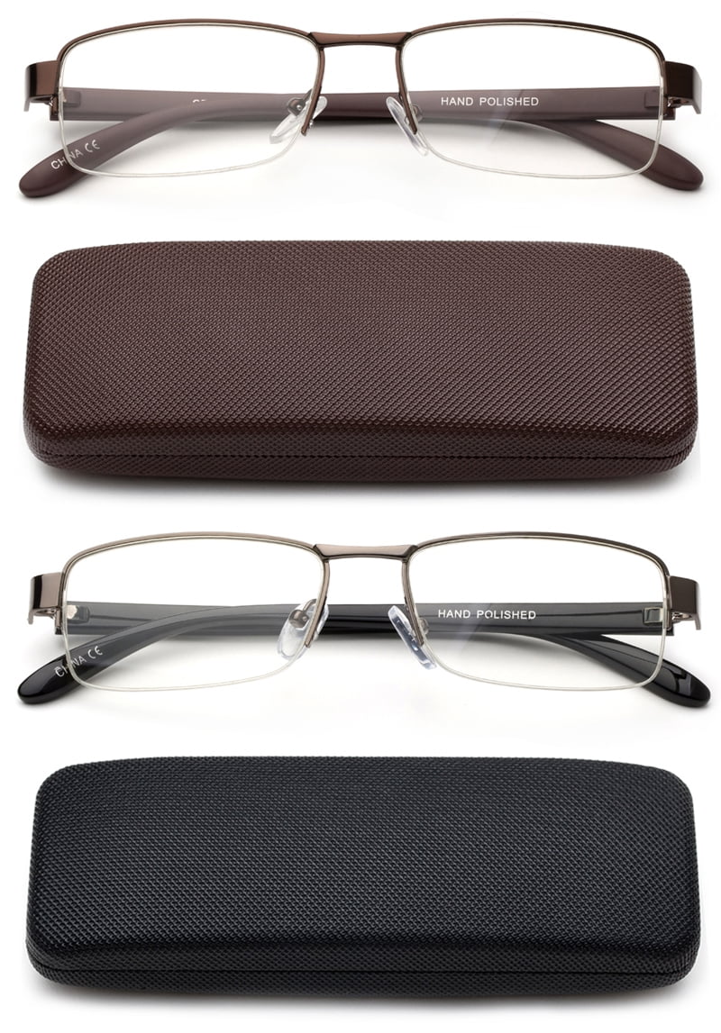Newbee Fashion-2 Pack Semi Half Readers Premium Reading Glasses Half ...
