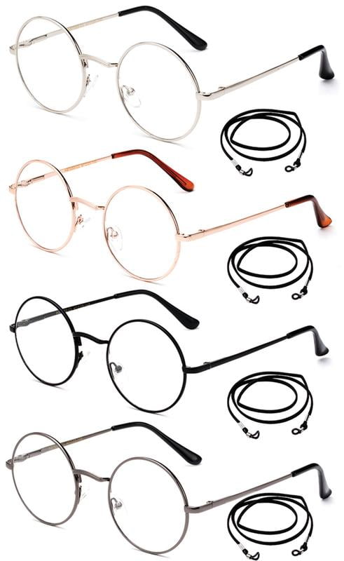 Newbee Fashion Round Reading Glasses, Metal Frame, Slim Rim, Spring ...