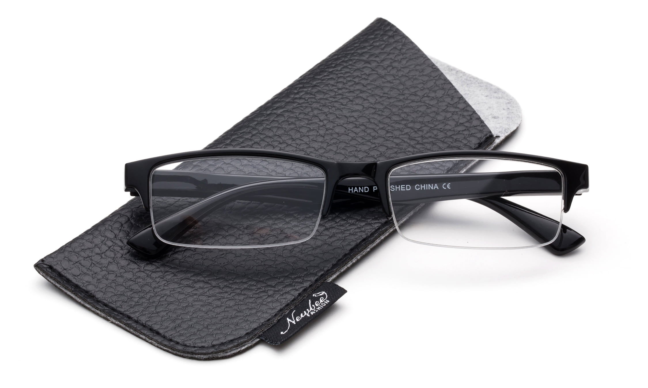 Newbee Fashion Half Frame Rectangle Clear Lens Glasses Slim Modern Look ...