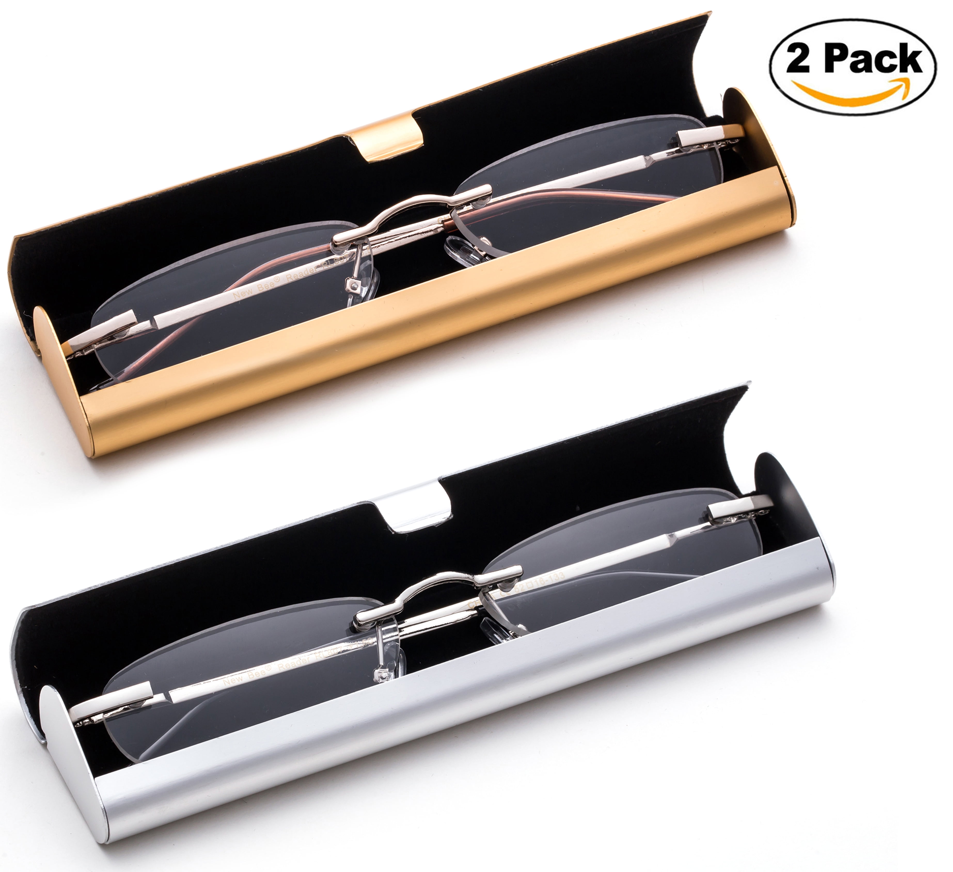 Newbee Fashion-Portable Compact Reading Glasses in Aluminum Case Metal ...