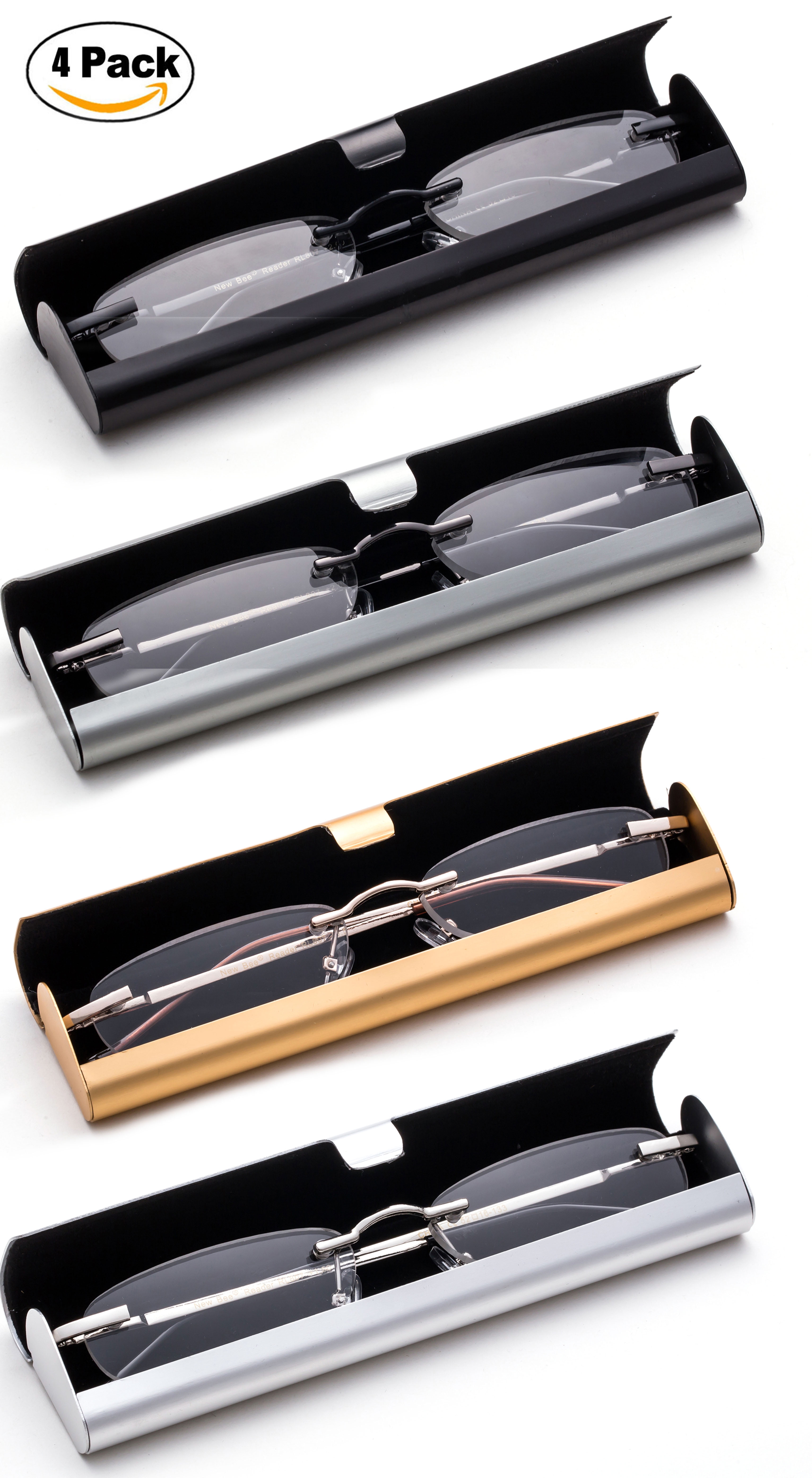 Newbee Fashion-Portable Compact Reading Glasses in Aluminum Case Metal ...