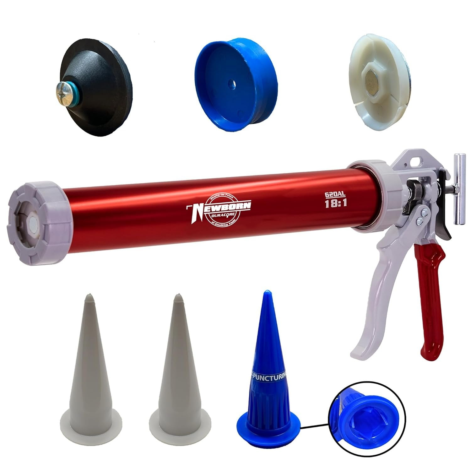 Newborn 620AL-RED Round Rod Gun with Aluminum Barrel, 18:1 Thrust Ratio ...