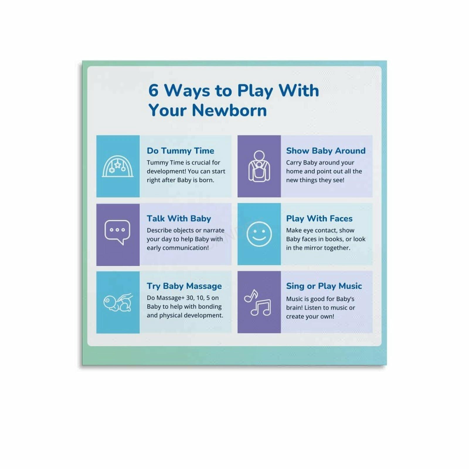 Newborn Activities Developmental Play Guide Poster Sensory Exploration ...