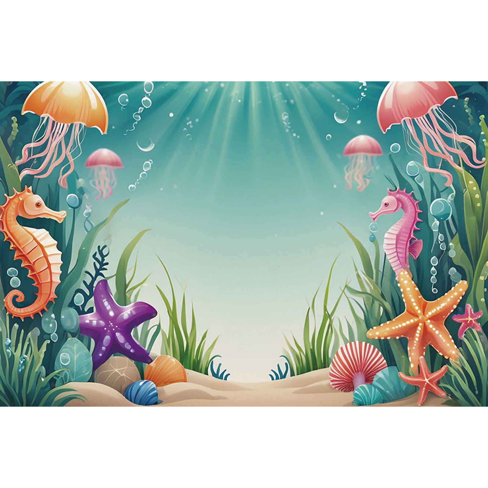 Newborn Baby 1st Birthday Background Ocean Seabed Mermaid Backdrop ...