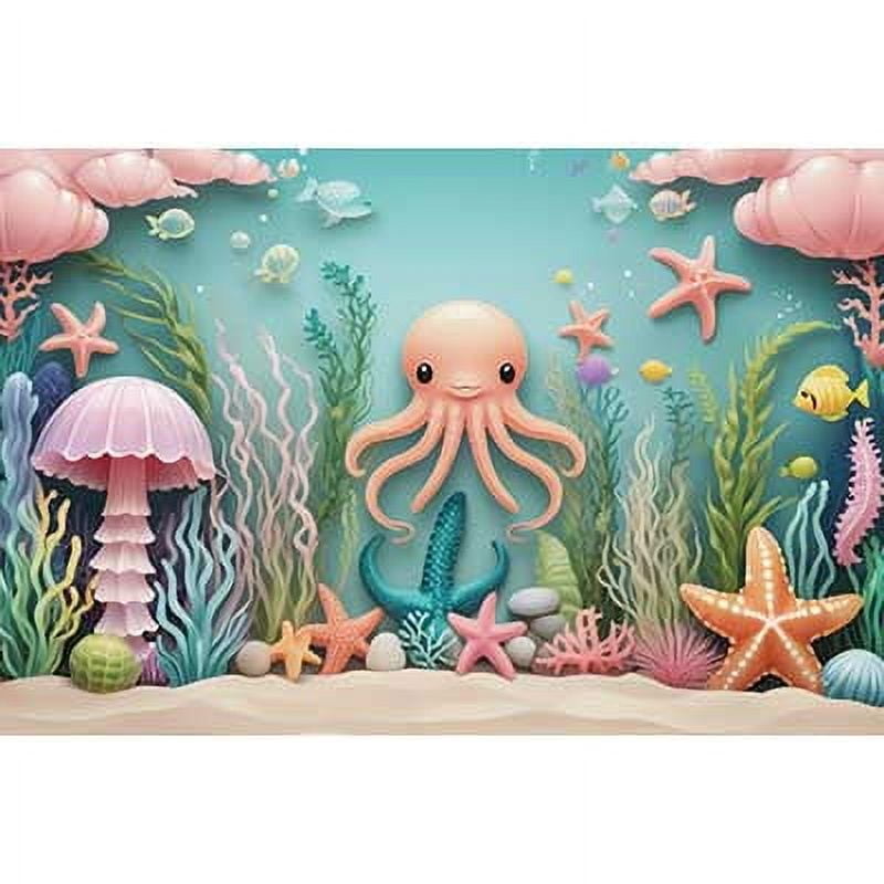Newborn Baby 1st Birthday Background Ocean Seabed Mermaid Backdrop ...