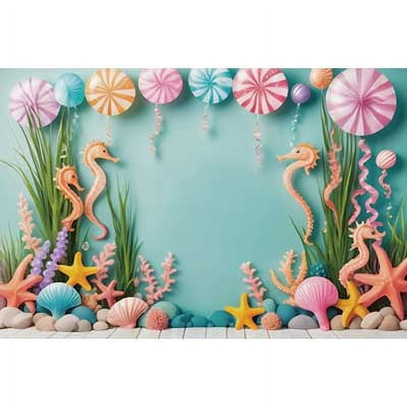 Newborn Baby 1st Birthday Background Ocean Seabed Mermaid Backdrop ...