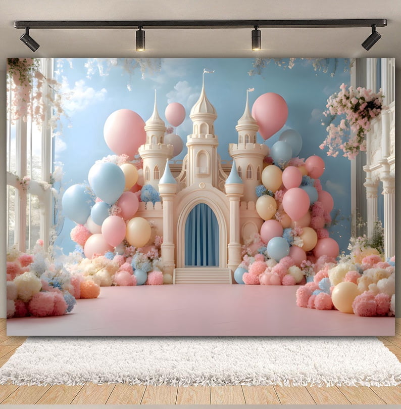 Newborn Baby 1st Birthday Party Backdrop Interior Arch Flower Balloon ...