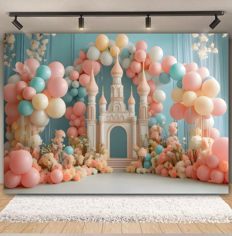 Newborn Baby 1st Birthday Party Backdrop Interior Arch Flower Balloon ...