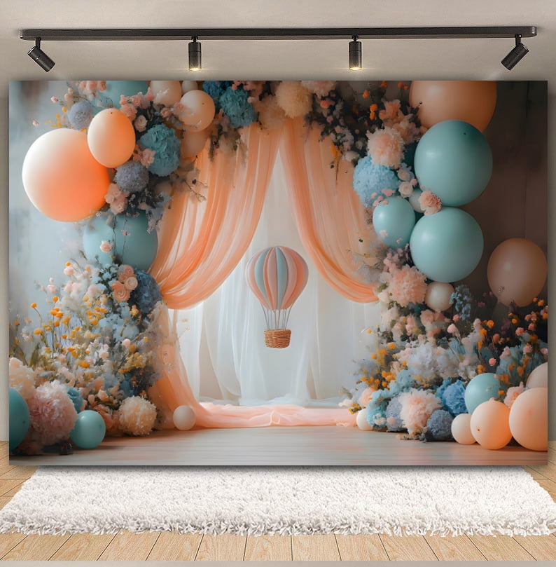 Newborn Baby 1st Birthday Party Backdrop Interior Arch Flower Balloon ...