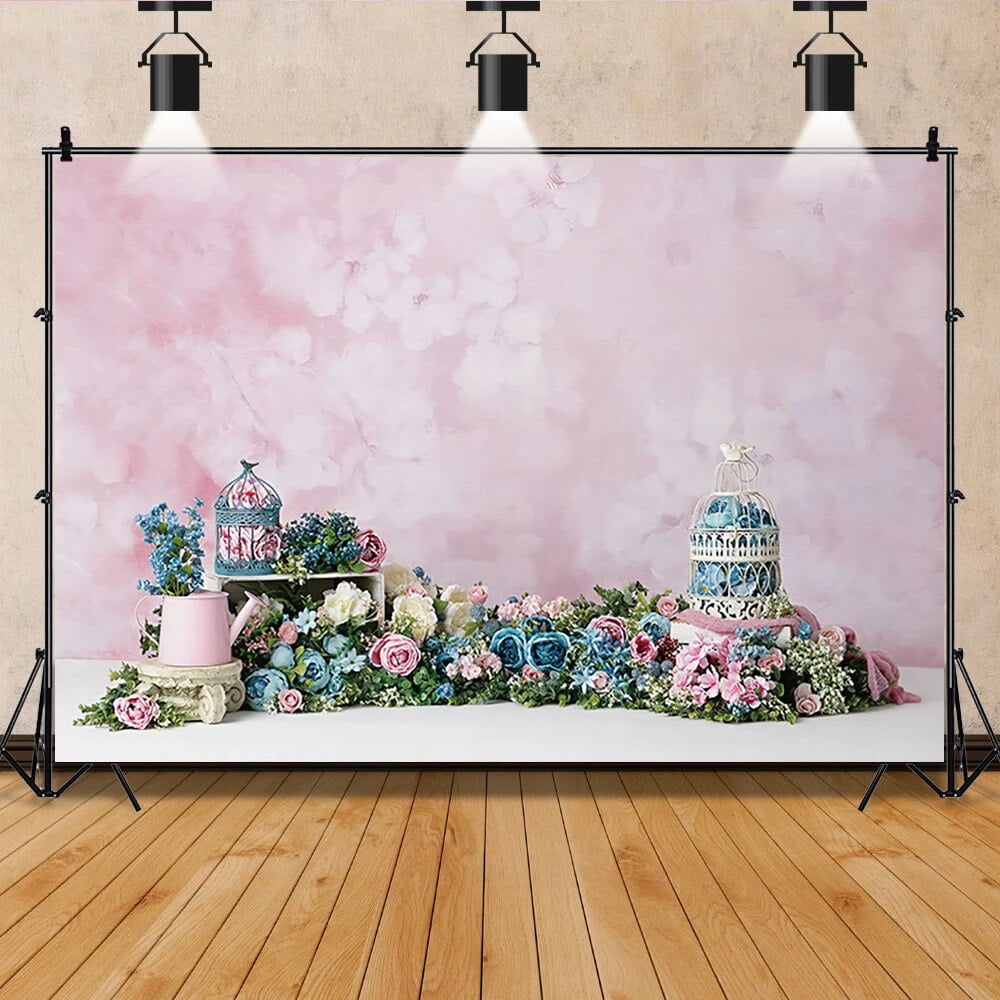 Newborn Baby 1st Birthday Party Backdrops Pink Flower Wall Photography ...