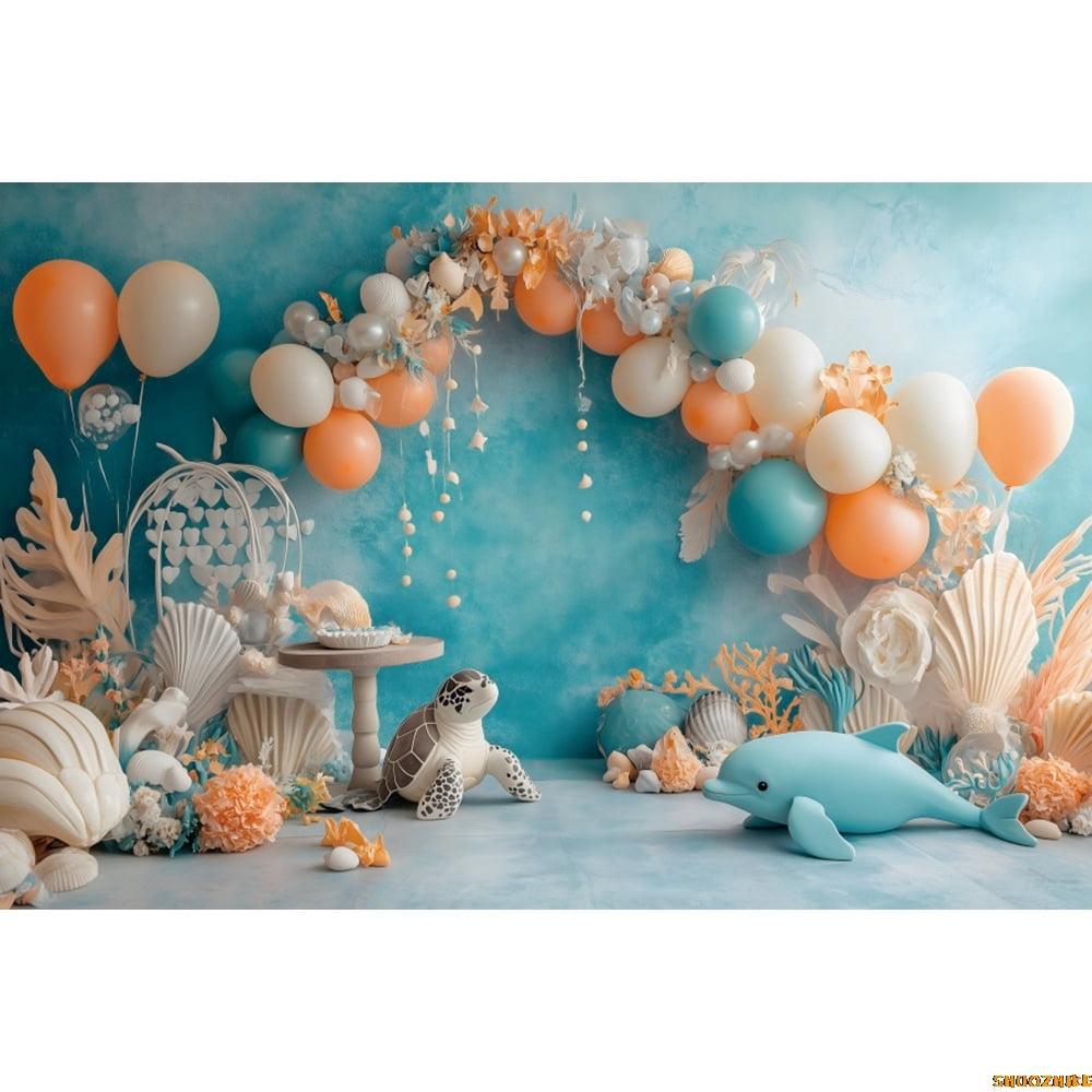 Newborn Baby 1st Birthday Party Photography Backdrop r Ocean Dolphin ...