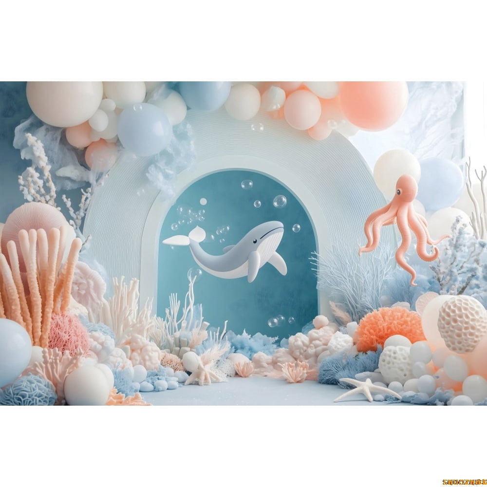 Newborn Baby 1st Birthday Party Photography Backdrop r Ocean Dolphin ...