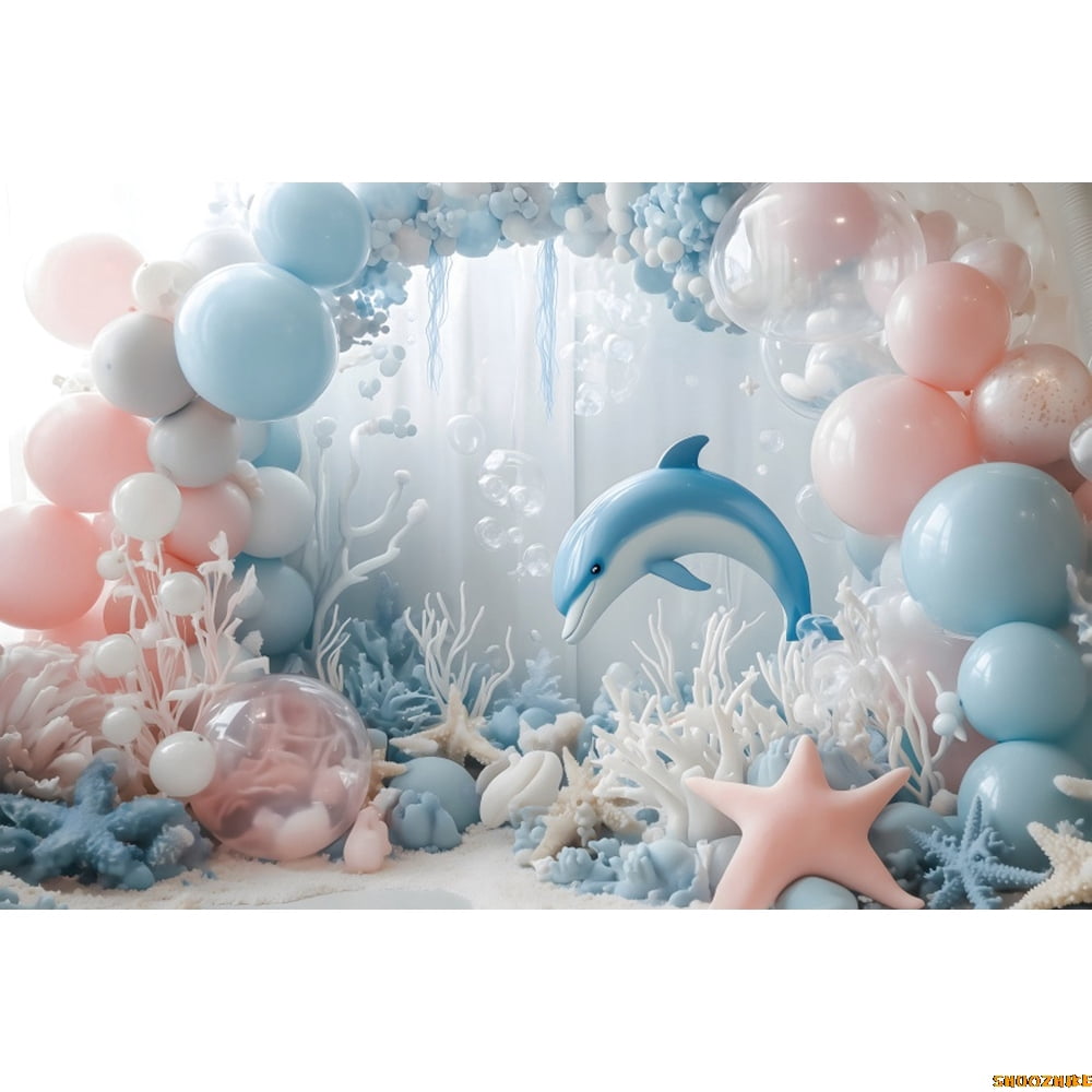 Newborn Baby 1st Birthday Party Photography Backdrop r Ocean Dolphin ...