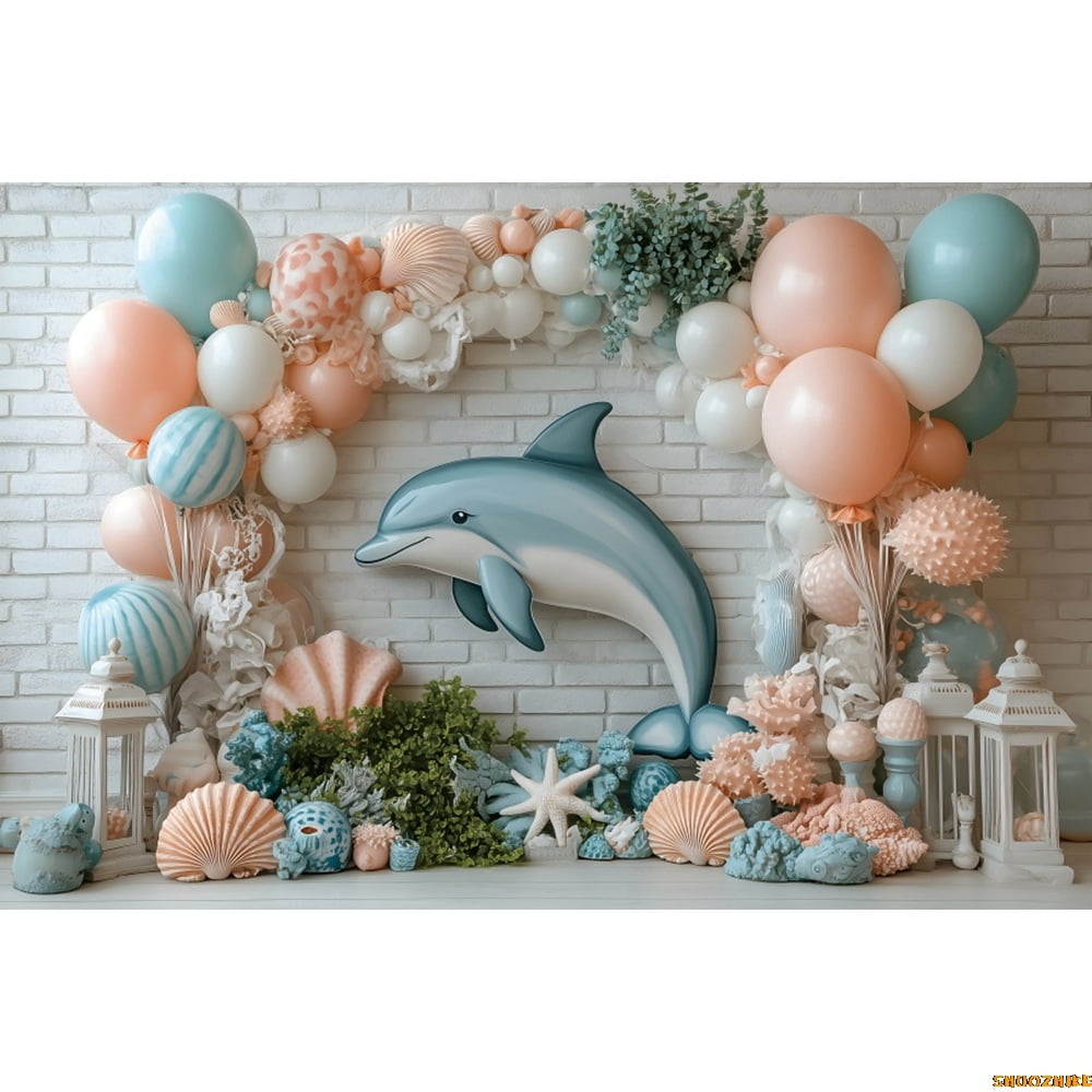 Newborn Baby 1st Birthday Party Photography Backdrop r Ocean Dolphin ...