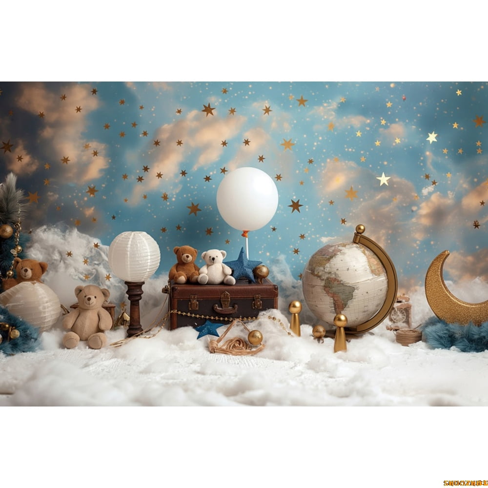 Newborn Baby 1st Birthday ration Photography Backdrop Blue Pink Bear ...