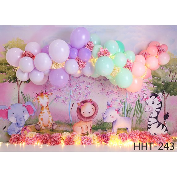 Newborn Baby Birthday Background First Birthday Party Balloon Flower ...
