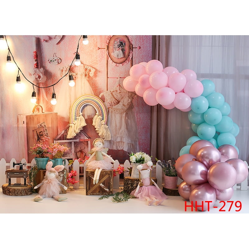 Newborn Baby Birthday Background First Birthday Party Balloon Flower ...