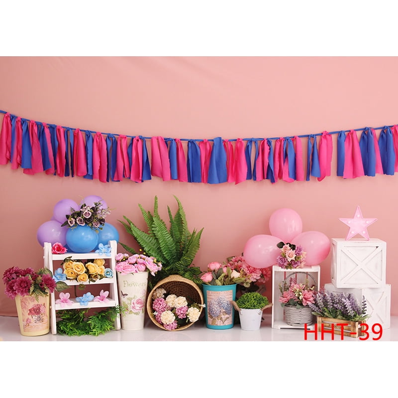 Newborn Baby Birthday Background First Birthday Party Balloon Flower ...