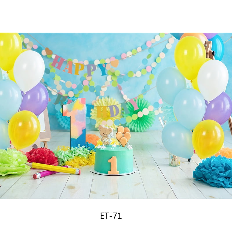 Newborn Baby Birthday Background First Birthday Party Balloon Flower ...