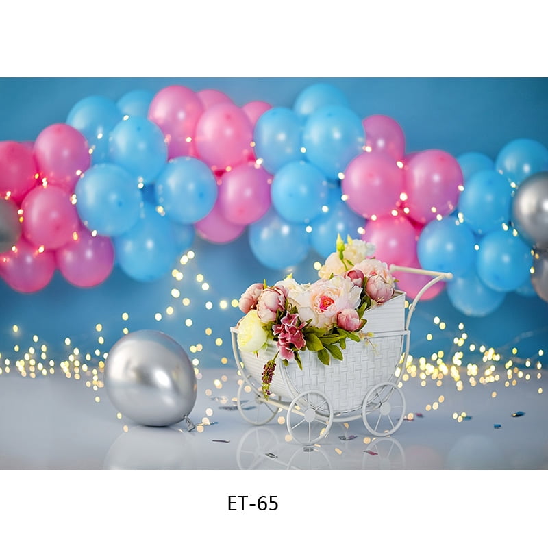 Newborn Baby Birthday Background First Birthday Party Balloon Flower ...