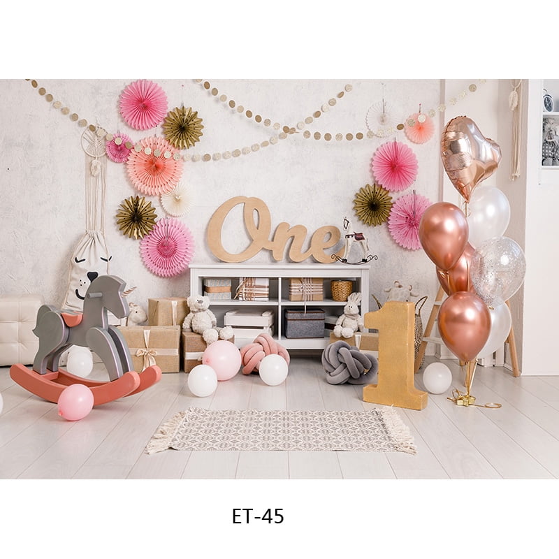 Newborn Baby Birthday Background First Birthday Party Balloon Flower ...