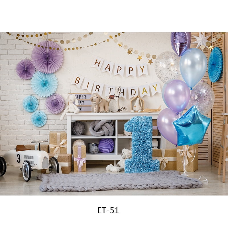 Newborn Baby Birthday Background First Birthday Party Balloon Flower ...