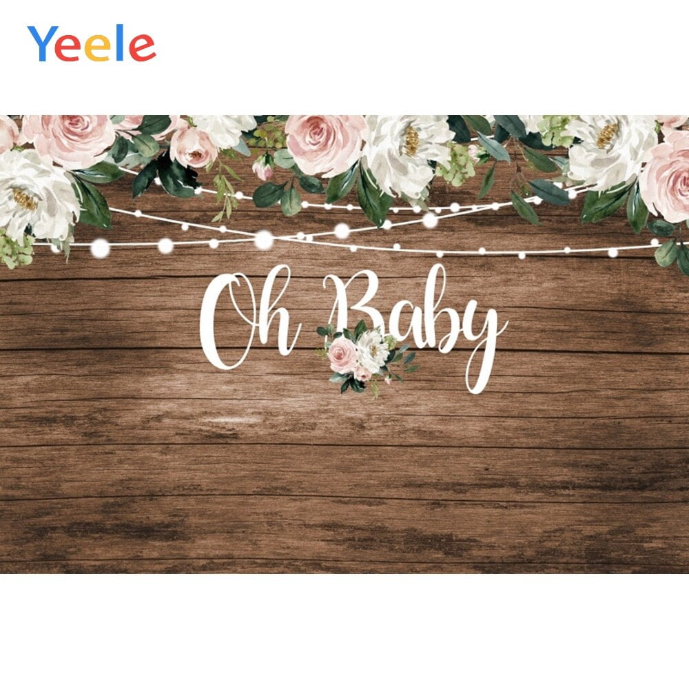 Newborn Baby Birthday Flowers Wooden Board Party Backdrop Photography ...