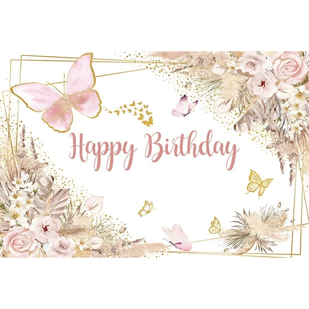 Newborn Baby Birthday Party Backdrop Butterfly Custom Name Boho Baby ...